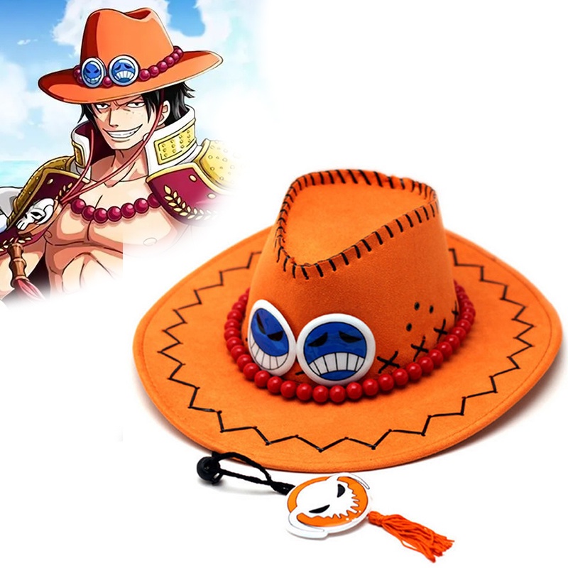 One Piece Portgas D Ace Hats Anime Cosplay Cowboy Cap for Kids Adult ...