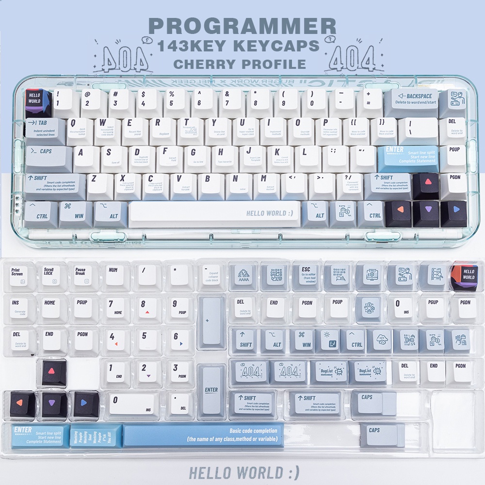 NEW Programmer Keycaps 143keys Cherry Profile PBT Five-sided Dye ...