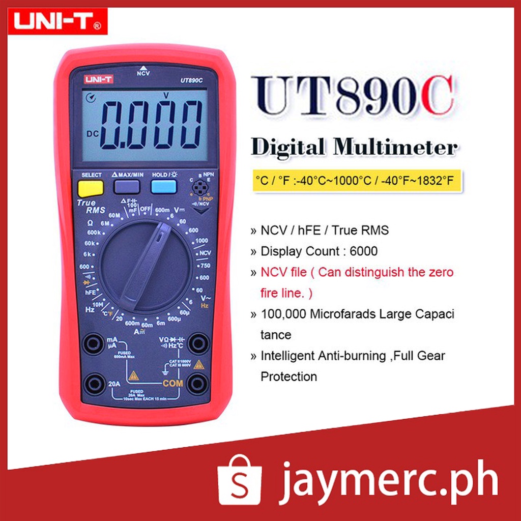 UNI-T UT890C Digital Tester Multimeter 6000Counts True RMS AC/DC ...