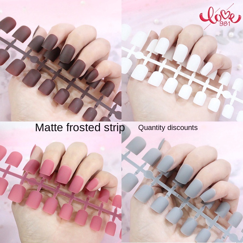Nail Art, Nail Art Stickers, French Frosted Fake Nails, Fake Nails ...