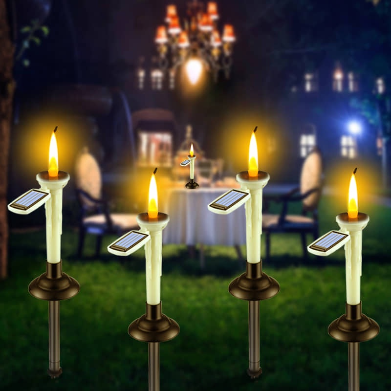 Taper Candle Solar Garden Light With Long GroundPlug Flameless ...