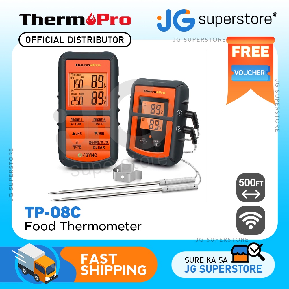 ThermoPro TP08C Wireless Digital Thermometer Dual Probe - Monitors Food ...