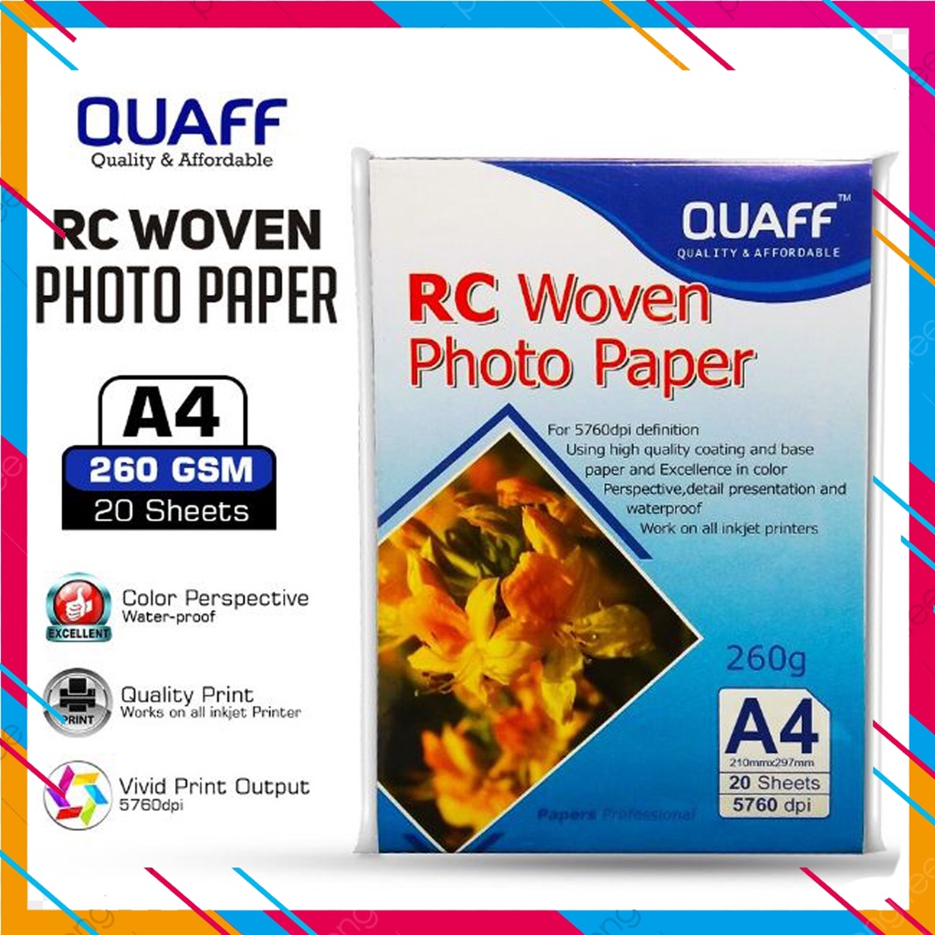 QUAFF A4 SIZE WOVEN PHOTO PAPER (20SHEETS) | Shopee Philippines