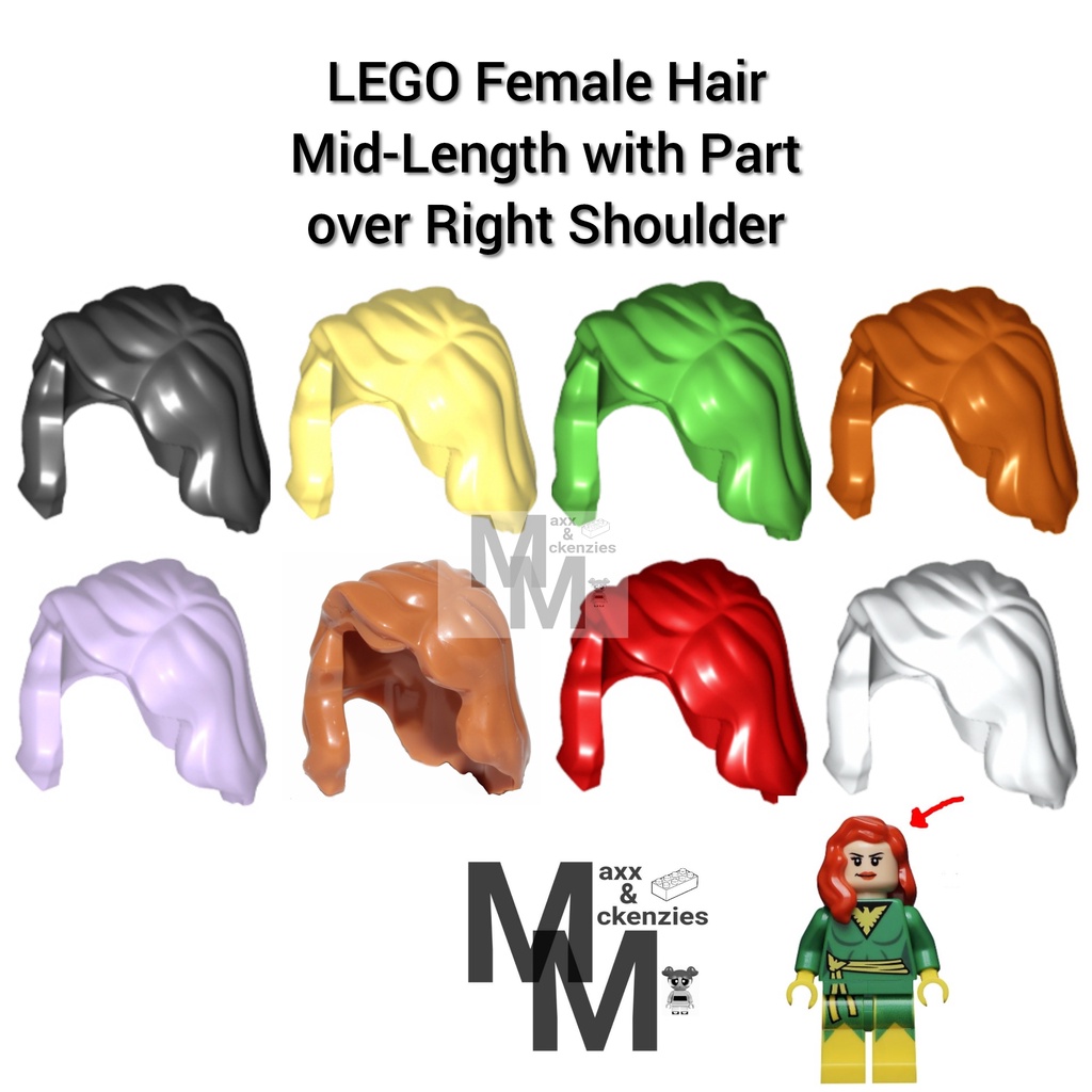 Hair Female Mid-Length with Part over Right Shoulder (85974) LEGO ...