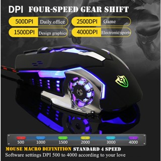 RGB Mechanical Wired Gaming Mouse 4000 DPI USB Mice With 6 Buttons ...