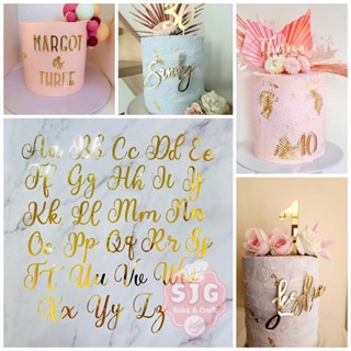 10 pcs uppercase calligraphy acrylic letter topper alphabet topper cake ...
