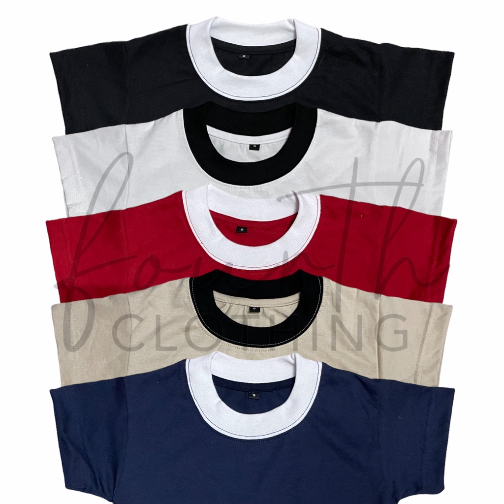 [KIDS] Pro Club Inspired Ringer Tee Crew Neck Plain for Kids CVC Cotton ...