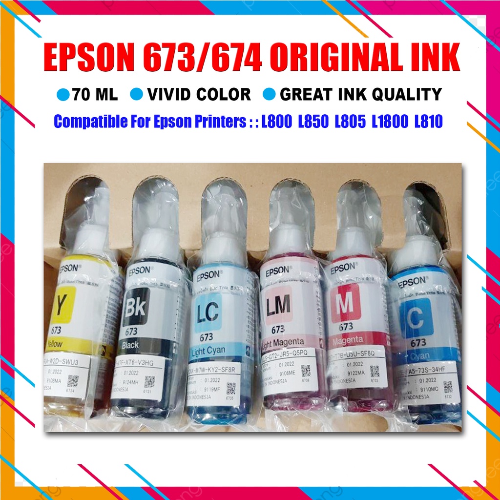 EPSON ORIGINAL INK 673/674 FOR L800 AND L805 PRINTER | Shopee Philippines