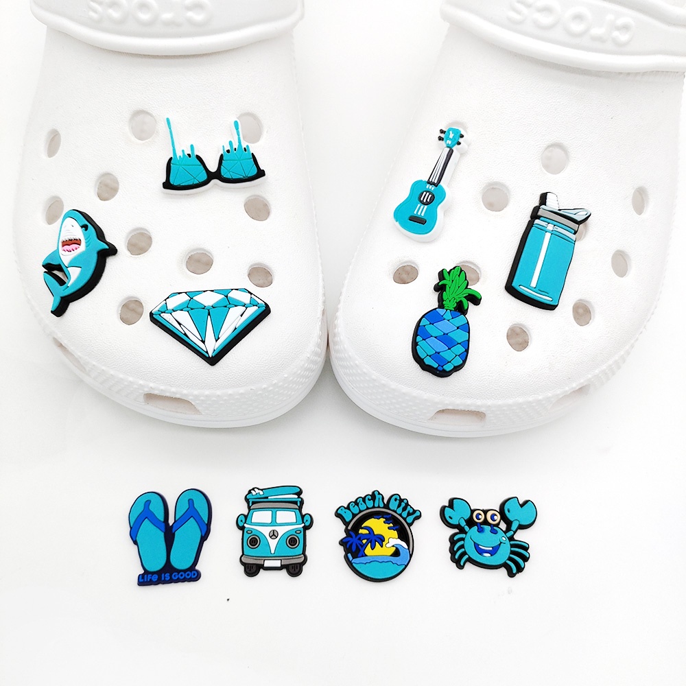 BLUE Style Shoe Charms crocs pin jibbitz Kawaii Sandals Accessories ...