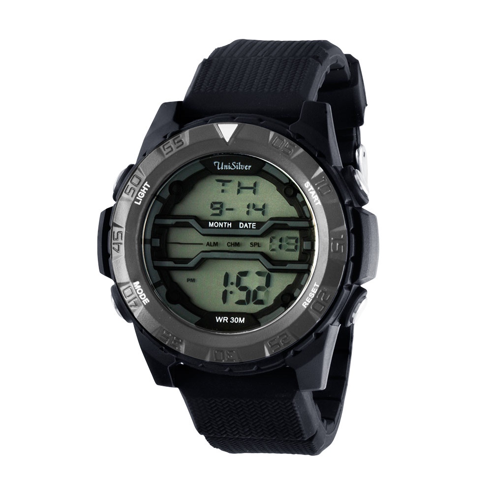 UniSilver TIME XIRO Men's Extra Large Digital Silver/Gray Rubber KW2717 ...
