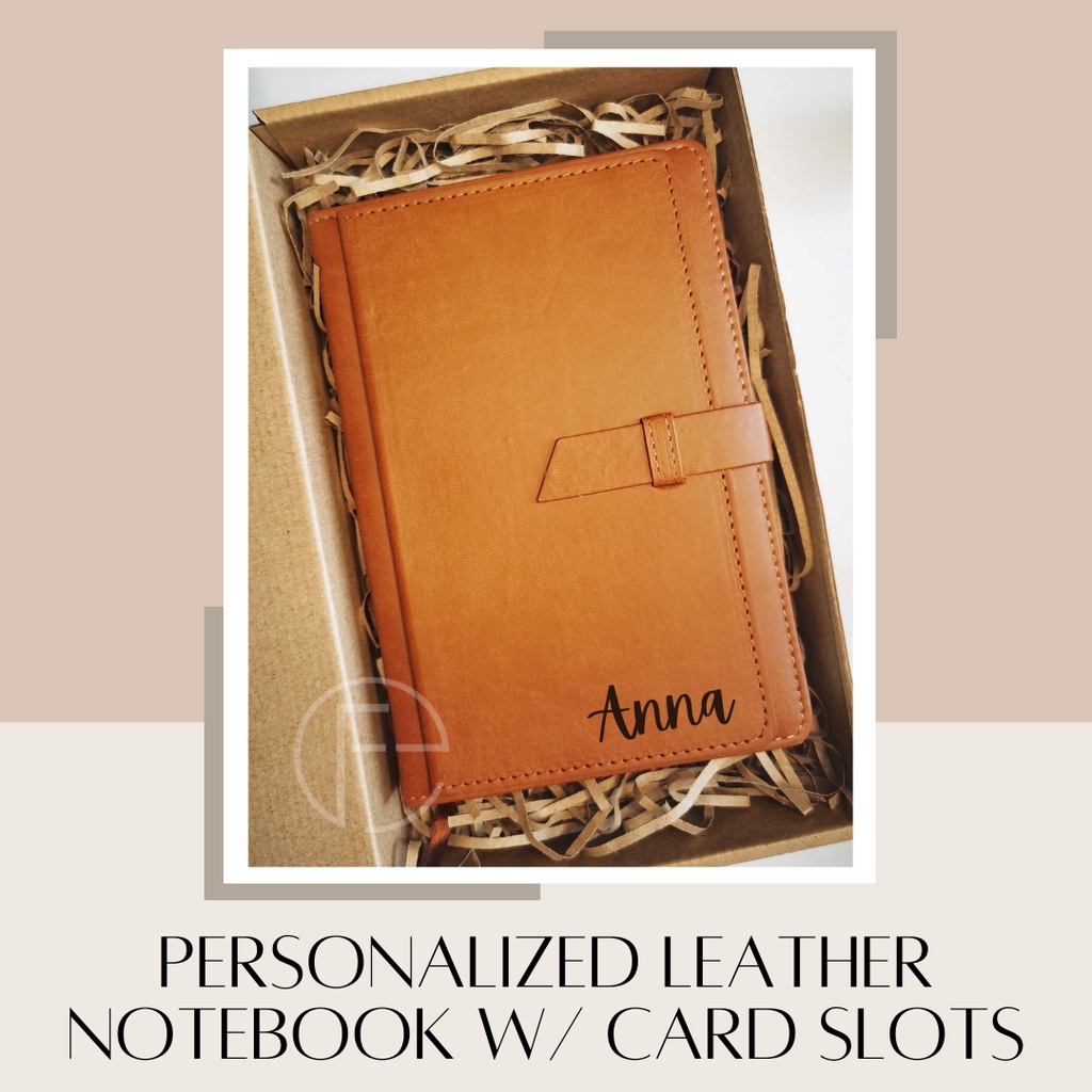 Personalized Corporate Leather Notebook with inside card slots FREE ...