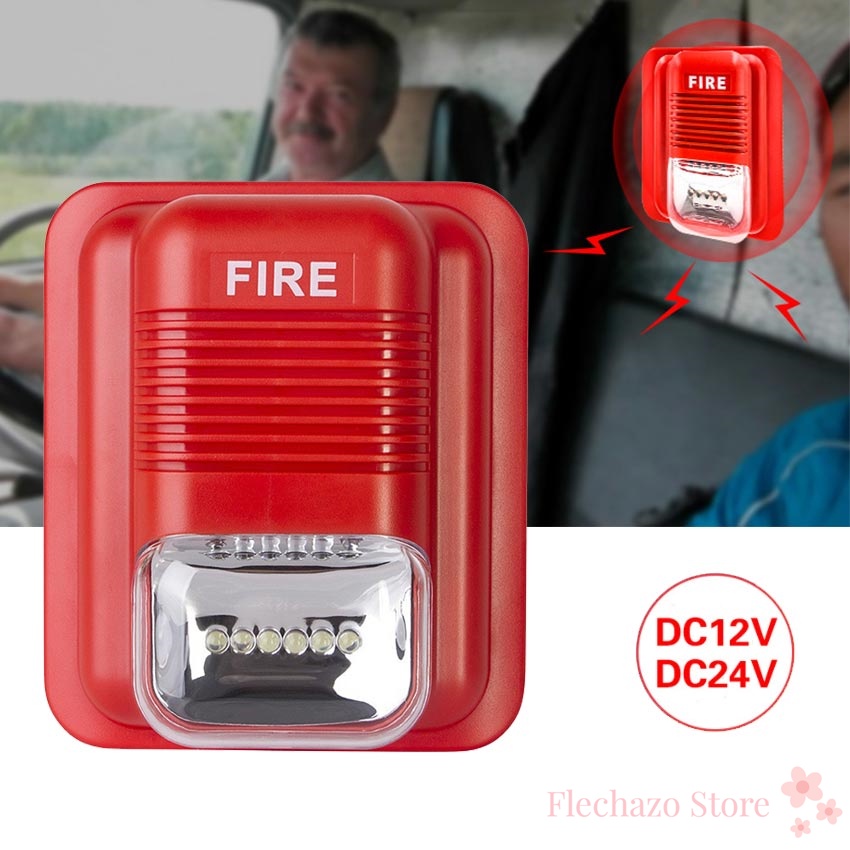 Sound & Light Fire Alarm Warning Strobe Horn Alert Safety System Sensor ...