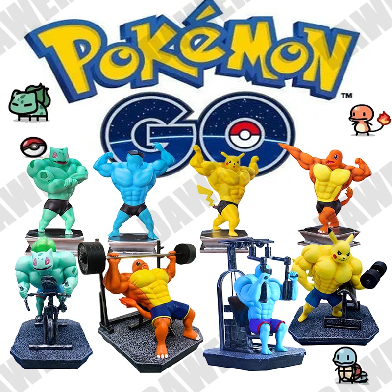 Pokemon Figures Pokemoned Muscle Pikachu Charmander Weightlifting ...