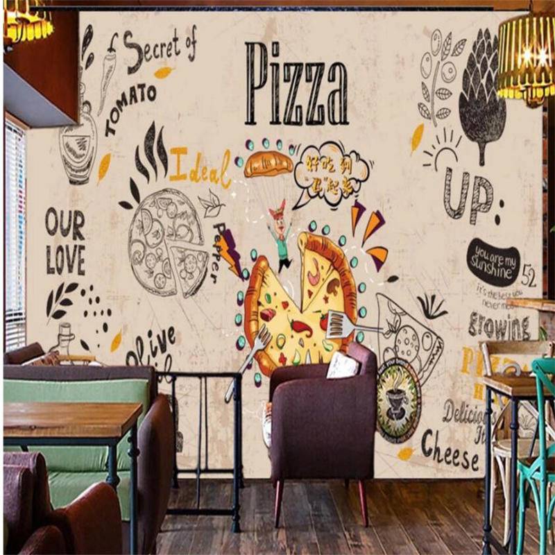 adhesive bar restaurant food decor paper industrial pizza 3d wallpaper ...