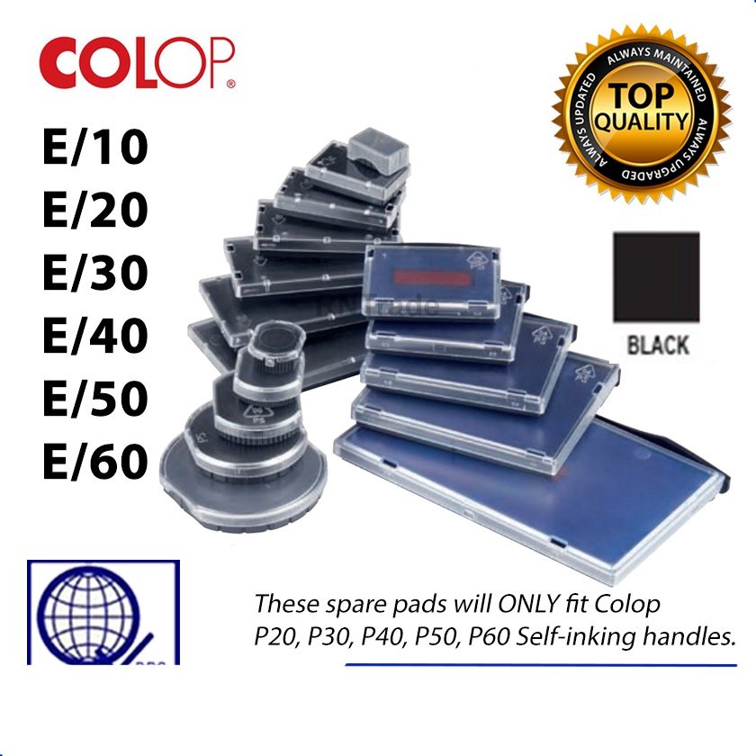 COLOP Replacement Ink Pad Cartridge (Black Ink) E10 E20 E30 E40 E50 E60 for P20, P30, P40, P50 ...