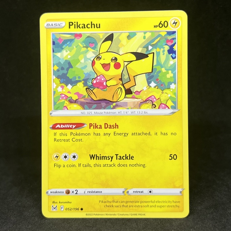 Pokemon TCG Pikachu Common 052/196 2022 Sword & Shield Lost Origin ...