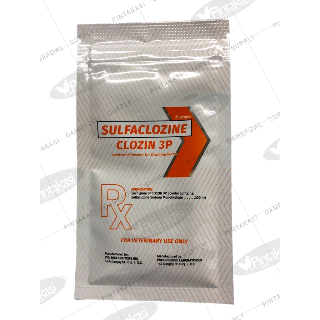 1 sachet Clozin 3P Sulfaclozine 20g Medicated Powder for Drinking Water ...