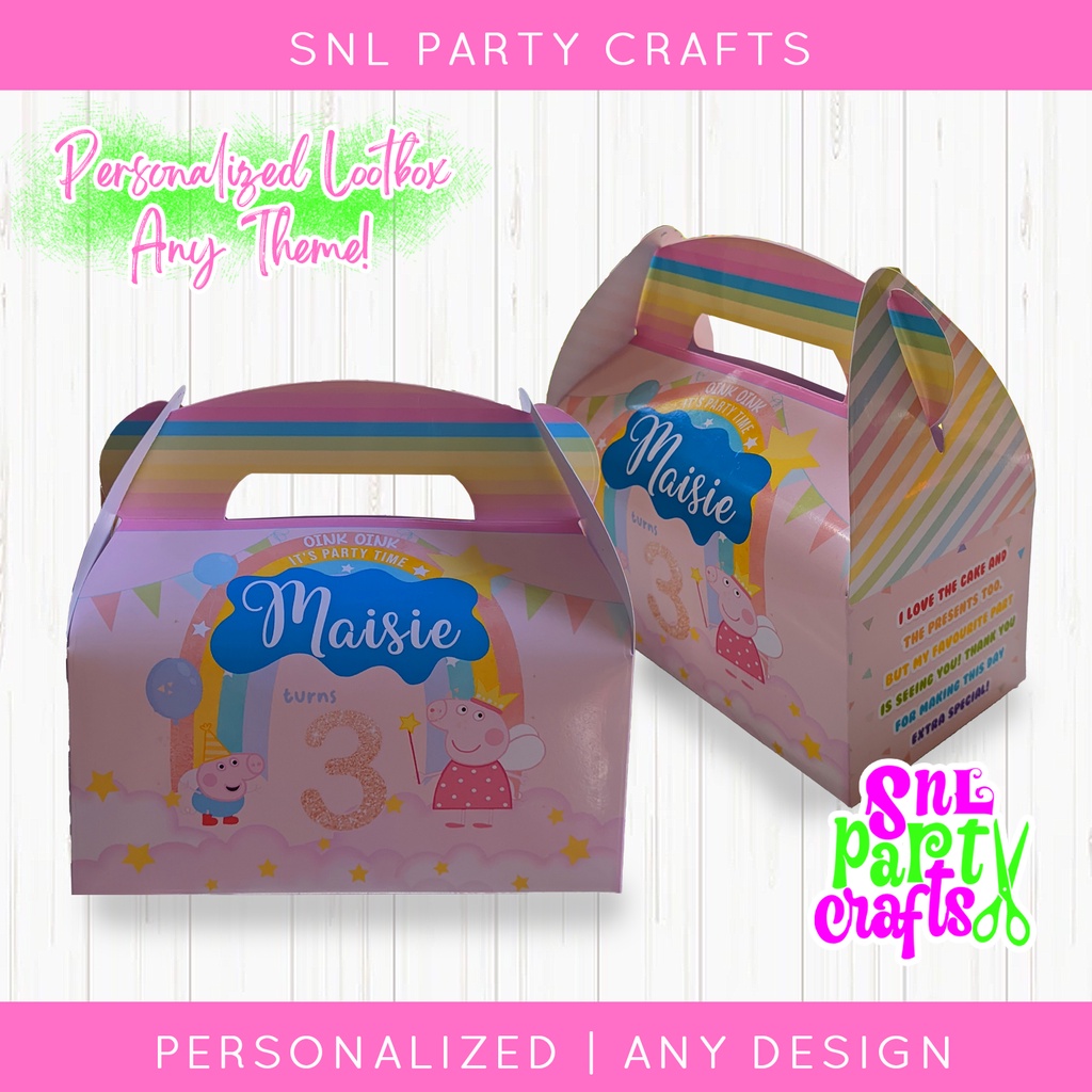 Peppa Pig Loot Box Gable Box Personalized Birthday Candy Bag Loot bag ...