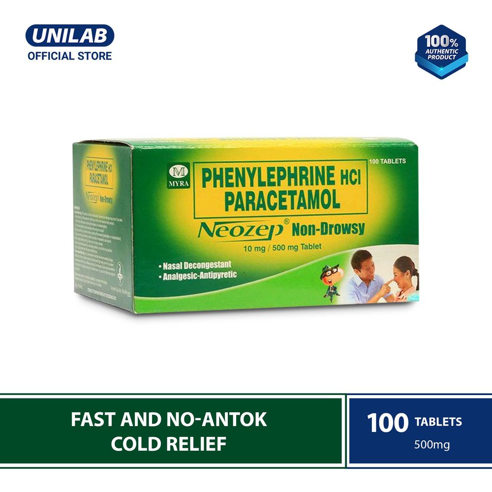 Neozep Non-Drowsy 100 tablets (No Drowse Relief From Cold and all its ...