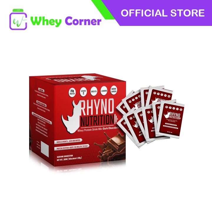 RHYNO NUTRITION WHEY PROTEIN 10 SACHETS with or without whey corner ...