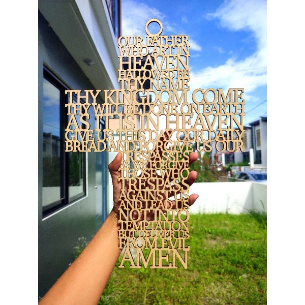 Sustainable Crafts PH - Our Father Prayer Wooden Cross | Shopee Philippines