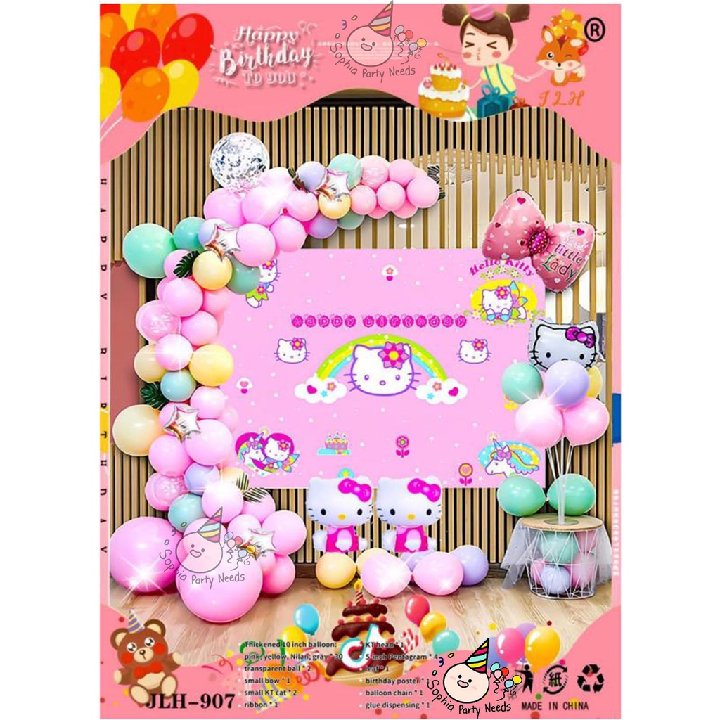 JH-907 Hello Kitty Theme Party Balloon Garland Decoration Set Birthday ...