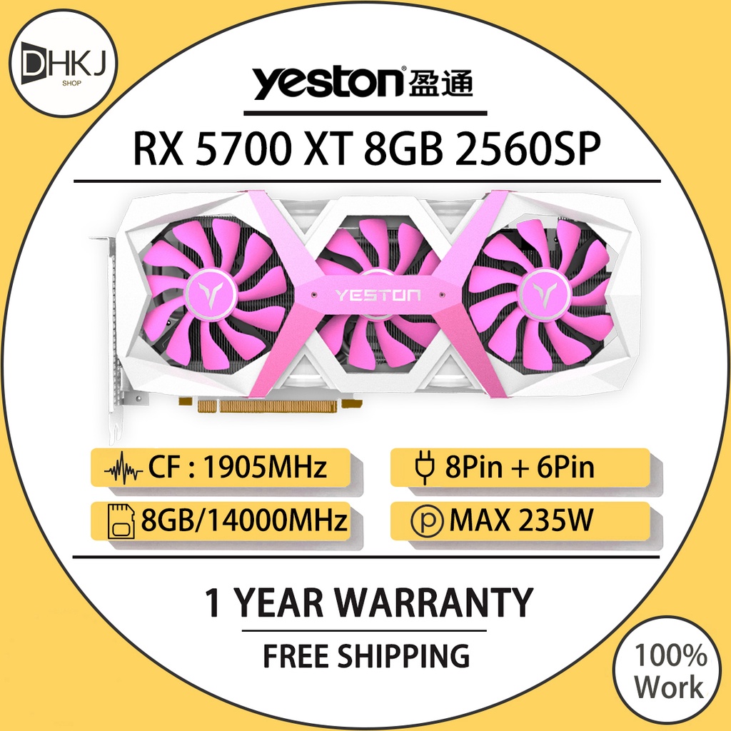 USED Yeston RX 5700 XT 8G D6 Gaming Graphics Card 5700XT GPU 2560SP ...