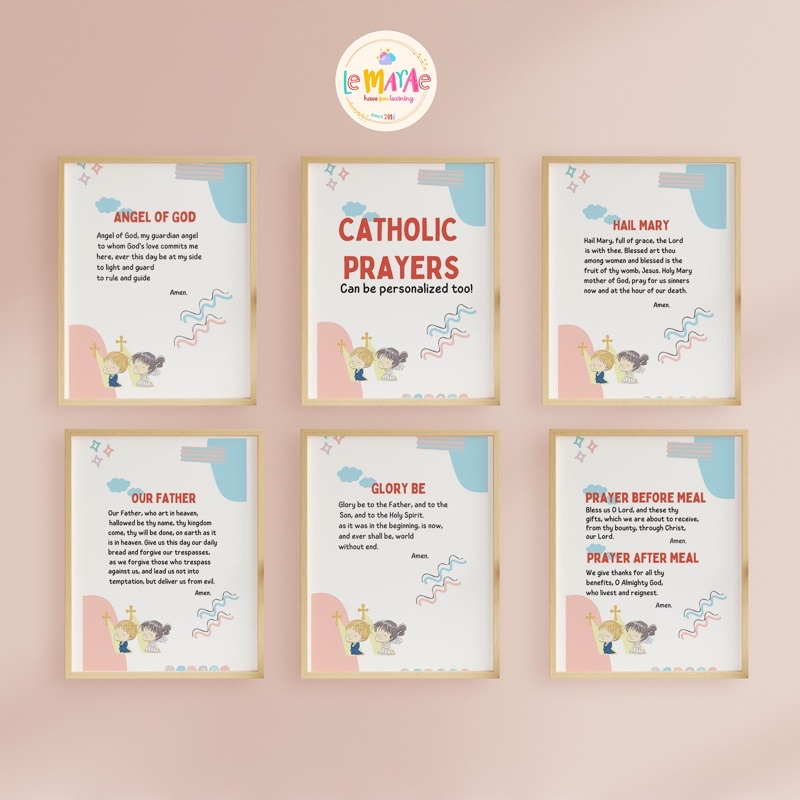 CATHOLIC PRAYERS AESTHETIC THEME - Laminated Educational Charts Wooden ...