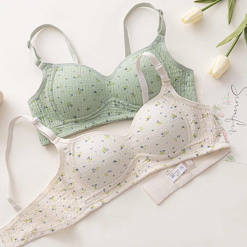 Japanese Style Floral Lace Underwear Women Push Up Bra Wireless Thin ...