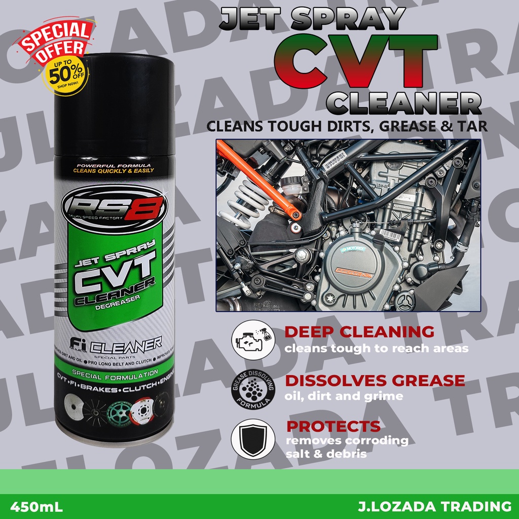 RS8 JET SPRAY CVT SPRAY CLEANER DEGREASER 450 ML - Engine Parts and ...