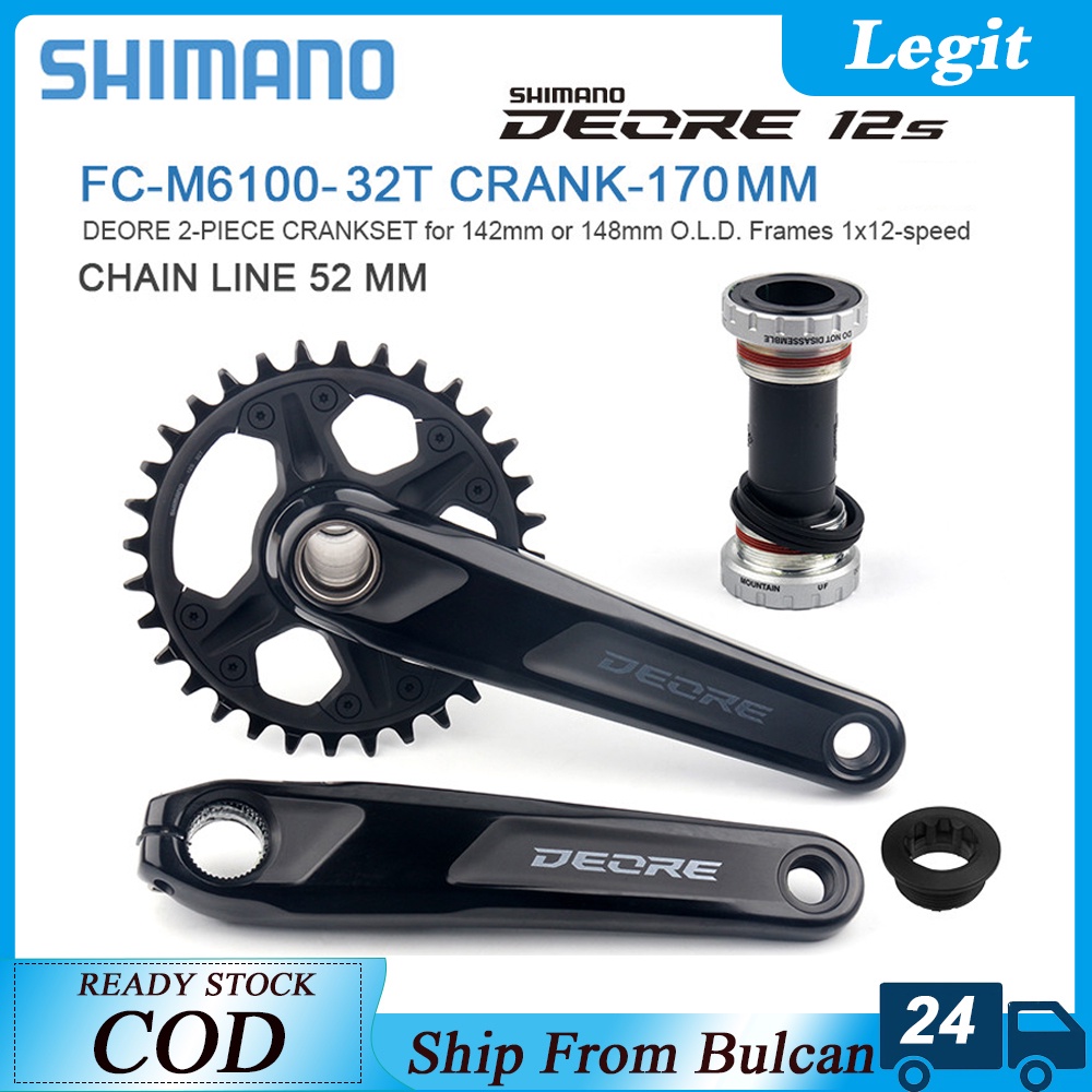 SHIMANO DEORE 1x12S M6100 Crankset MTB Bicycle 2-PIECE Crankset 170 32T With BB52 12V Shimano ...