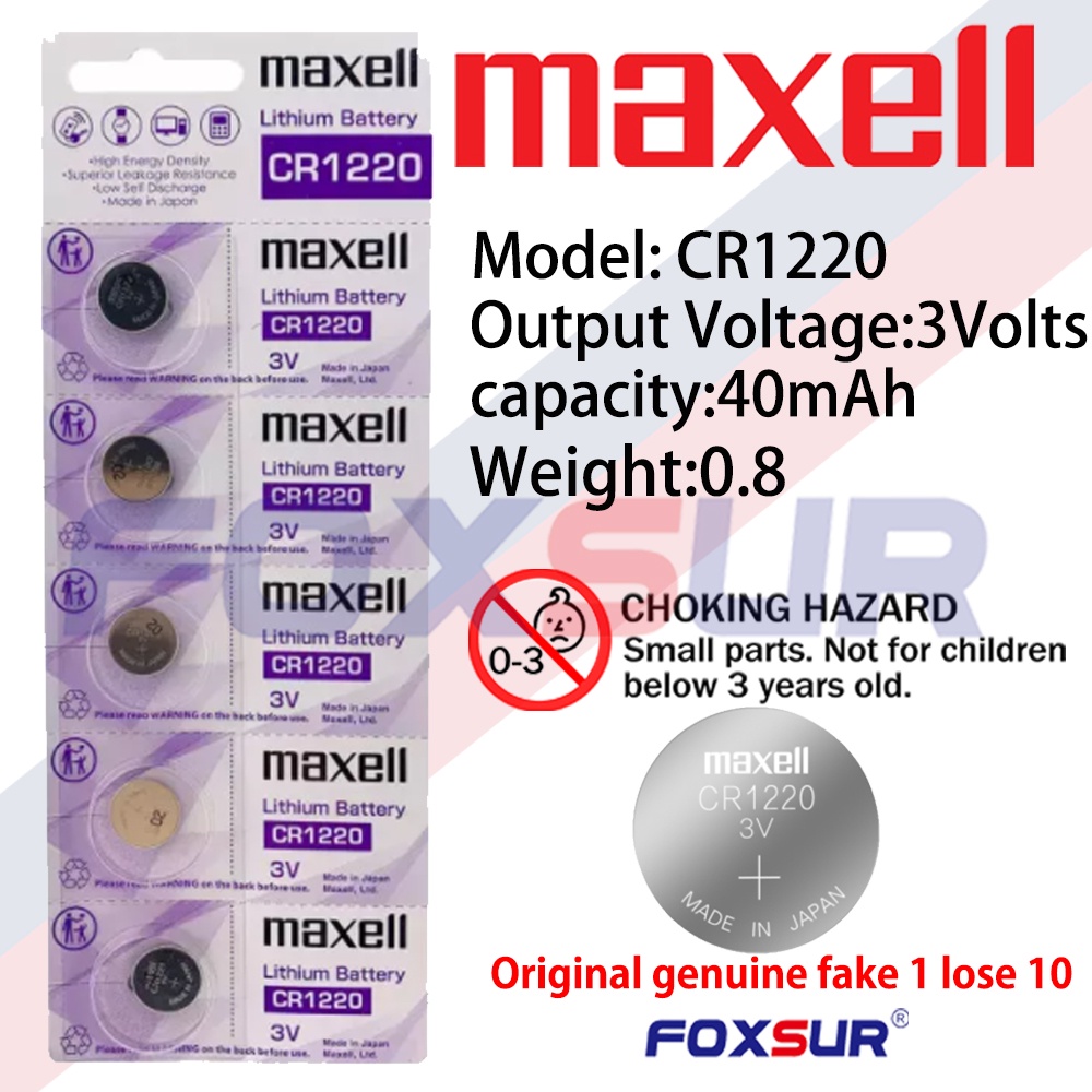 MAXELL CR1220 ORIGINAL LITHIUM 3V BATTERY 1 PAD Maxell 1220 | Shopee Philippines