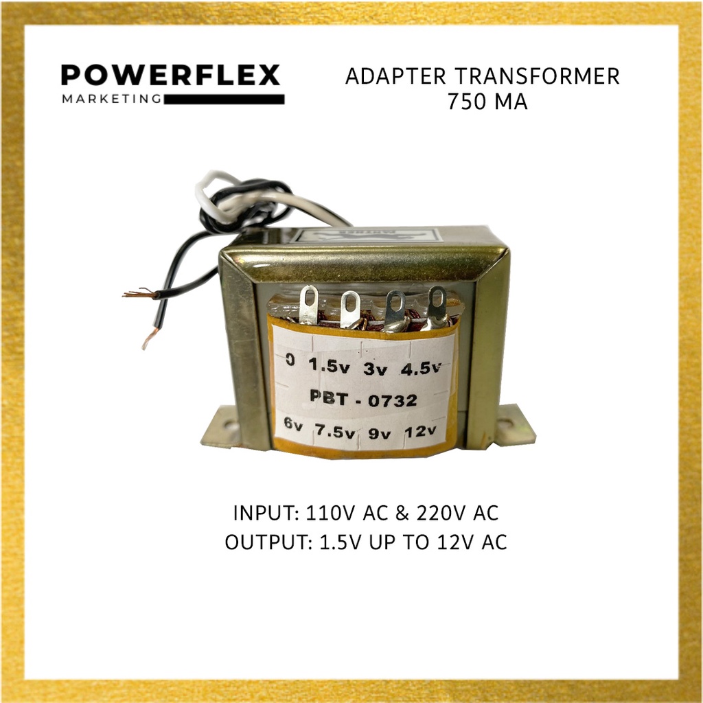 Adapter Transformer: 750 MA Input 110V AC & 220VAC Output 1.5V up to ...