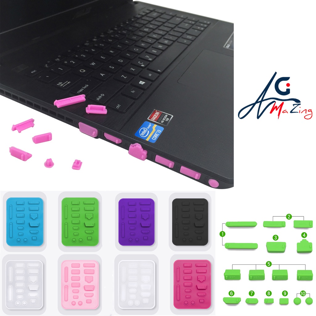 16 PCS Universal Laptop Silicone Dust Plugs Anti-Dust Stopper USB Plug ...