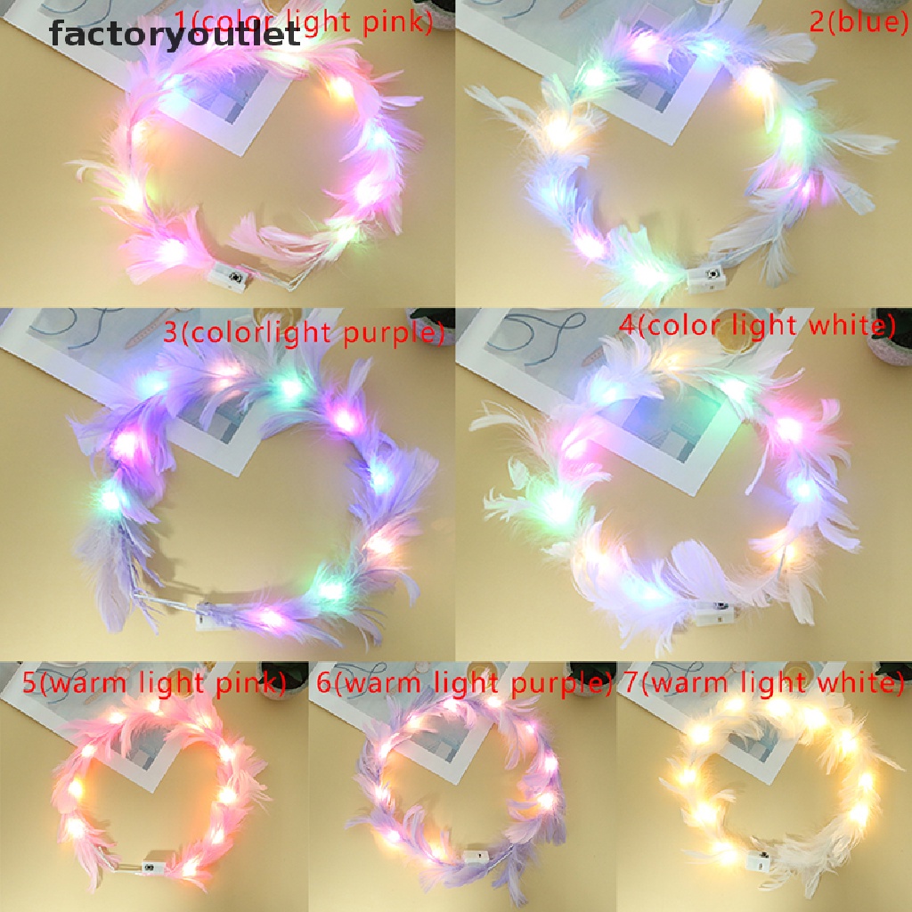 FCPH LED Feather Crown Light-Up Luminous Headdress for Girls Decoration ...