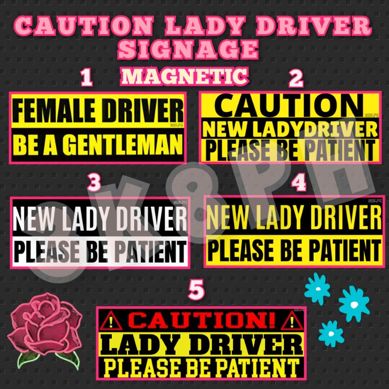 MAGNETIC CAR STICKER| LADY DRIVER | FEMALE DRIVER | NEW LADY DRIVER ...