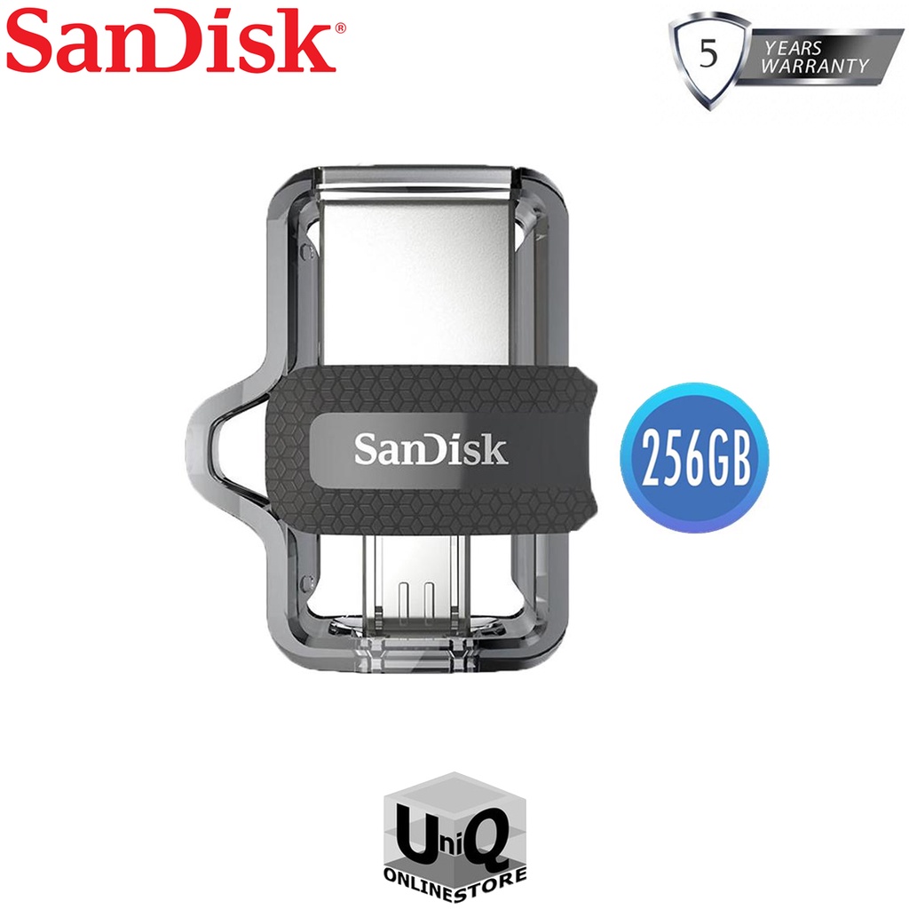 SanDisk Ultra SDDD3 256GB OTG / Dual USB Drive M3.0 (Translucent Black ...