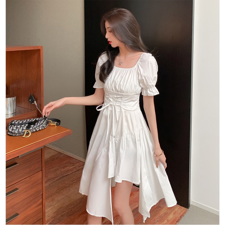 Summer White dress Korean Sexy dress elegant mini dress for women puff ...