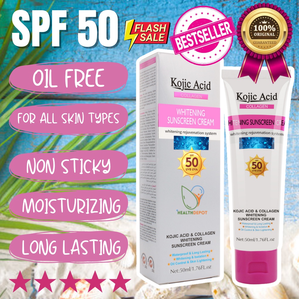 ORIGINAL Kojic Acid Sunscreen With Collagen SPF 50 Whitening Rejuvenation Long lasting Sunblock ...