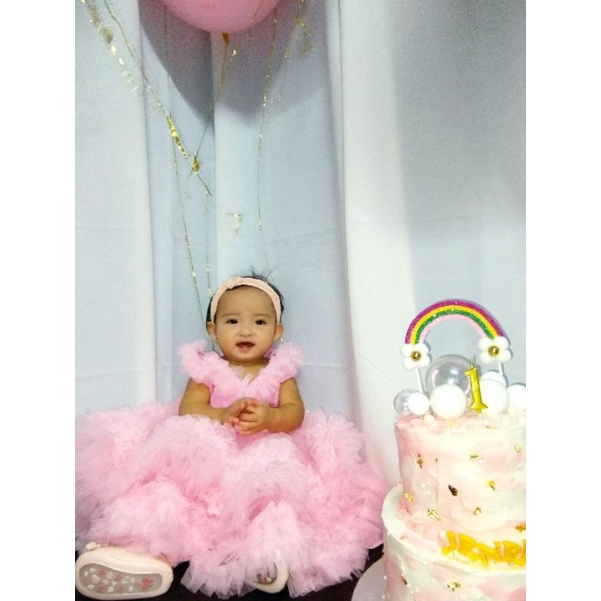 2 layer soft tulle raffles gown for 1-2 years old | Shopee Philippines
