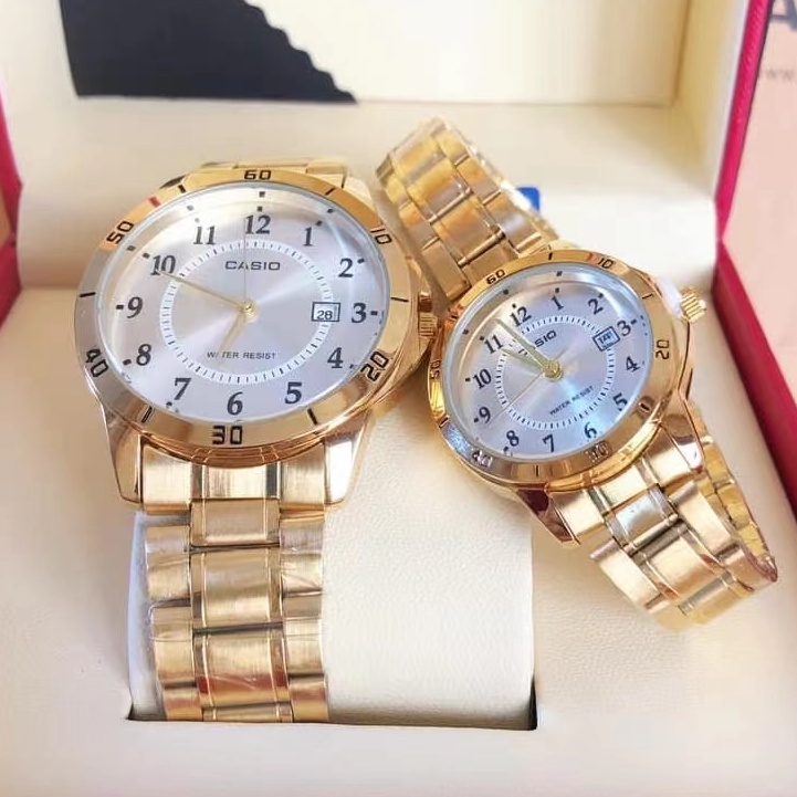 Casio Men's Women's stainless steel Gold couple watch gift luxury Quart ...