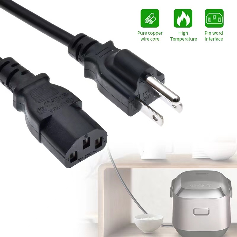 AC CPU Power Cord cable US Plug 3 Pin for PC Computer Printer Monitor ...