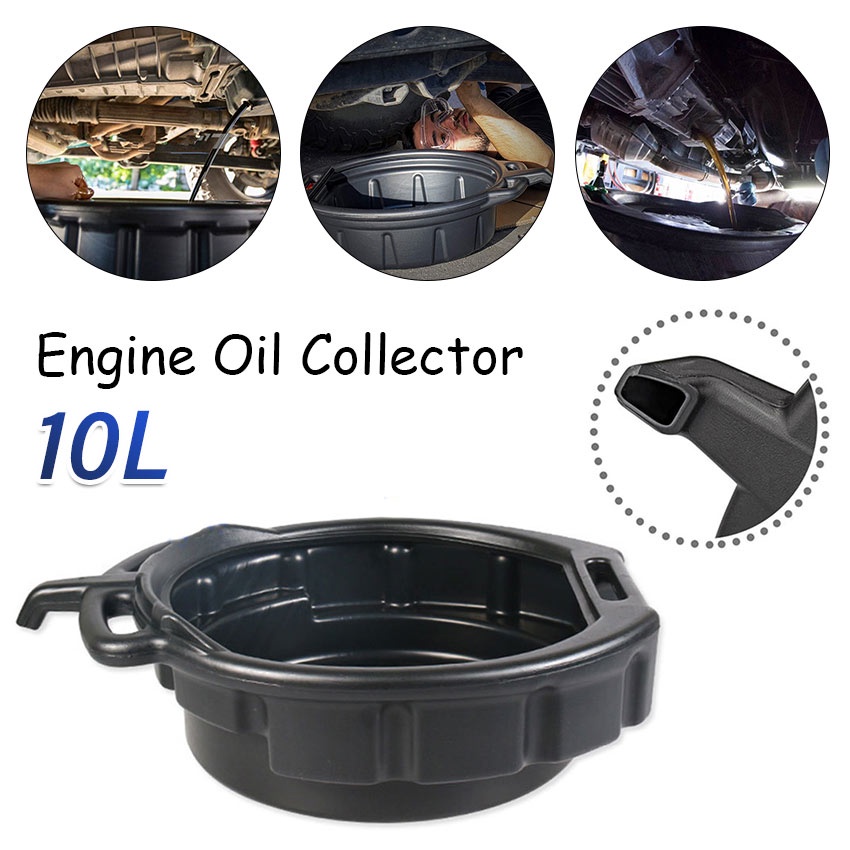 10L Round Plastic Engine Oil Collector Thicken Oil Drain Pan for Car ...