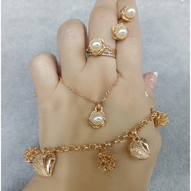 Bangkok Gold Flower Pearl Jewelry Set 3in1 Buy1get1!!!(comes with free ...