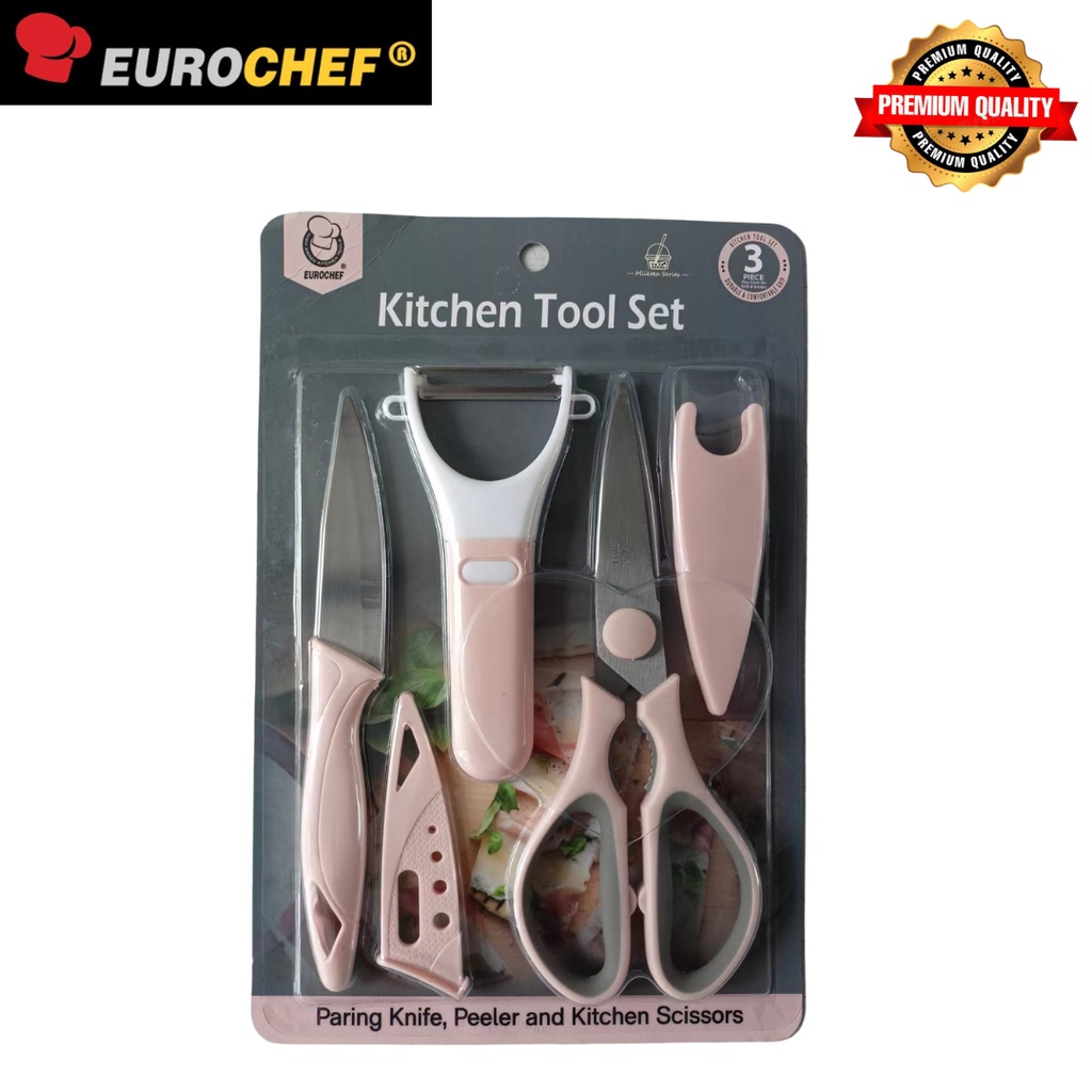 Eurochef MT033 [3pcs] Kitchen Fruit Knives Peeler and Scissor set ...
