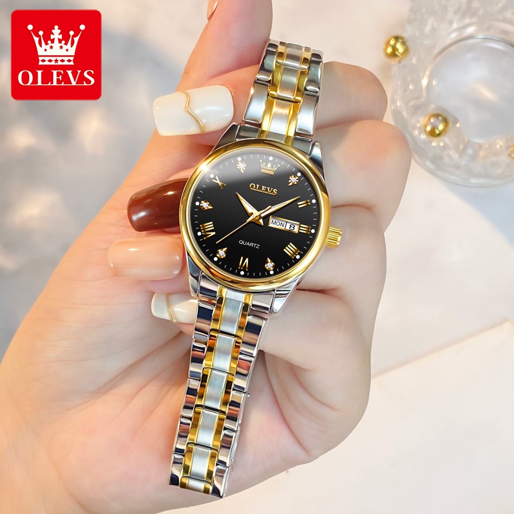 OLEVS Ladies Watch Waterproof Quartz Original Stainless Steel Zirconium ...