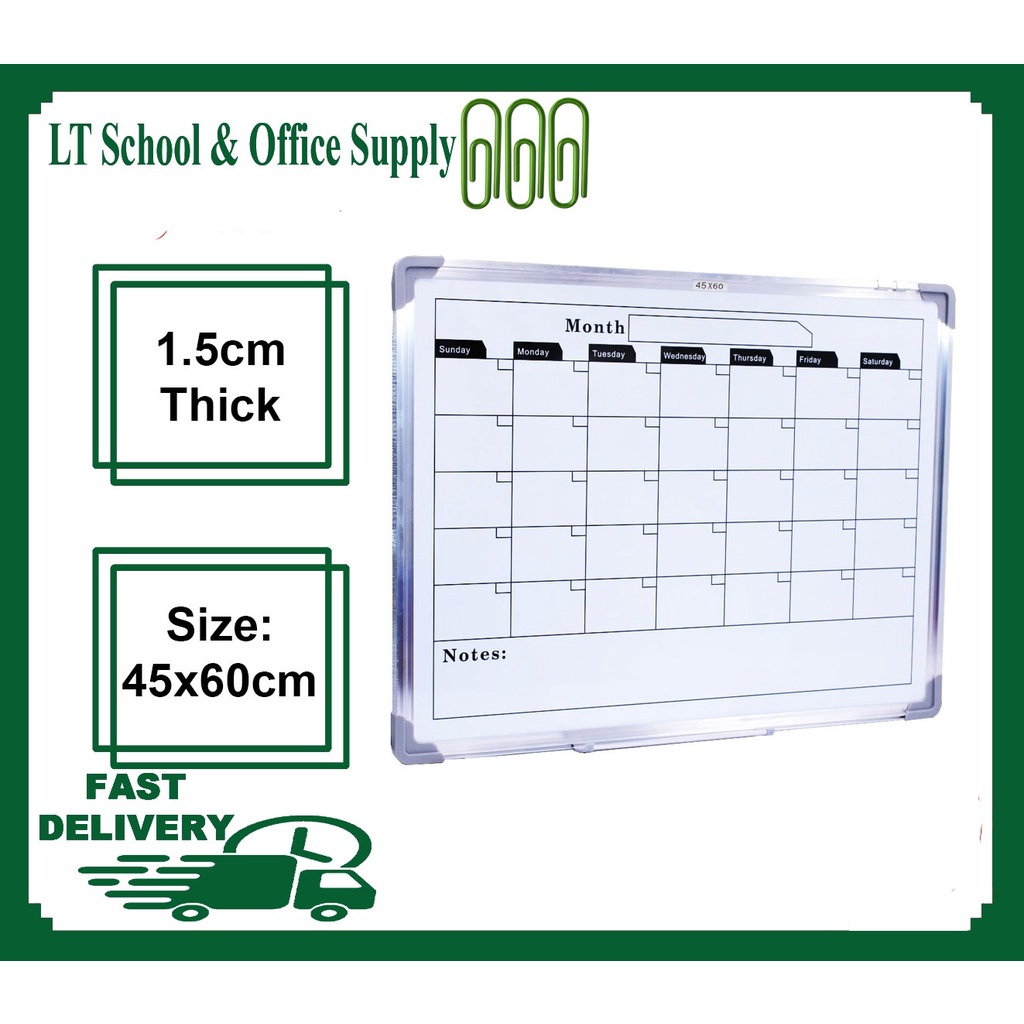Monthly Weekly Planner White Board Aluminum Frame with Pen holder (size ...