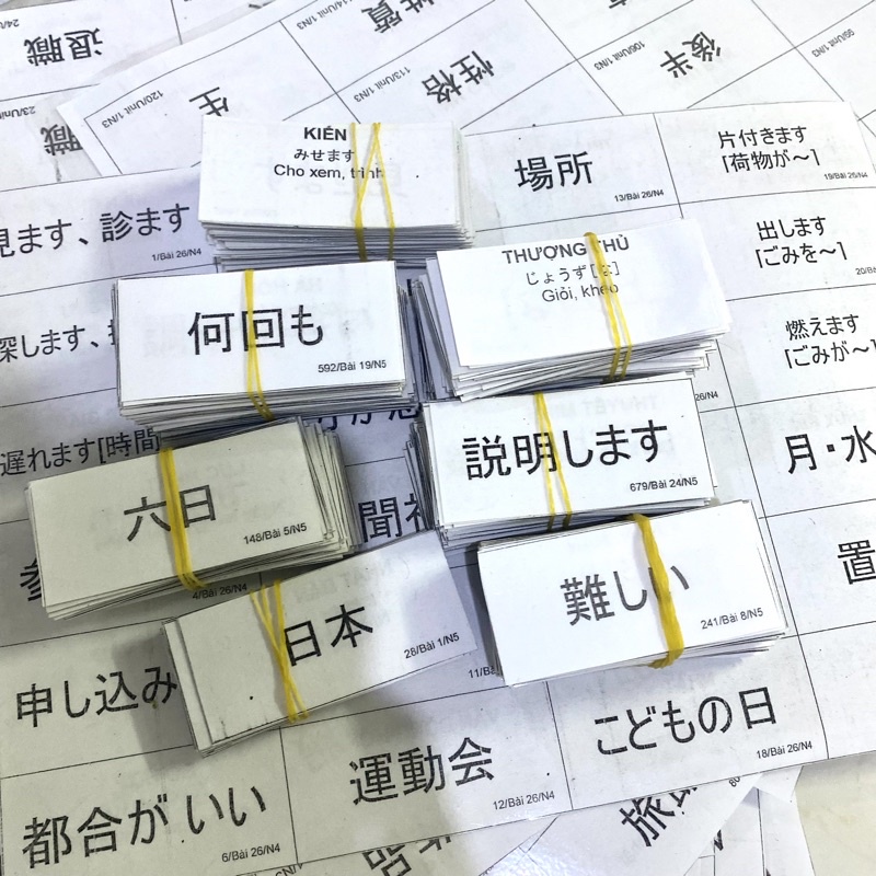 Japanese Kanji Learning Card Set With plastic Laminated From N5, N4, N3 ...