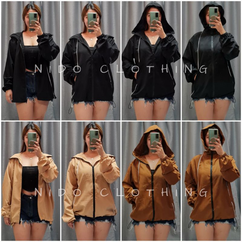 Zip Up with Hood Windbreaker Taslan Jacket (fits Large to 2XL) | Shopee ...