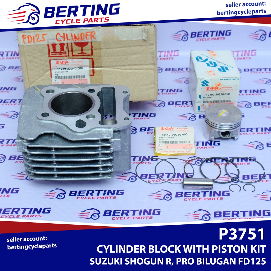 SGP CYLINDER BLOCK WITH PISTON KIT Suzuki Shogun Bilugan FD125 Genuine ...